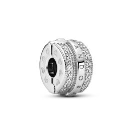 PANDORA Charm Clip "funkelndes Pavé-Linien-Logo" Silber 799042C01 ...