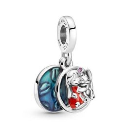 PANDORA DISNEY Charm Anhänger "Lilo & Stitch Family" silber, Emaille ...