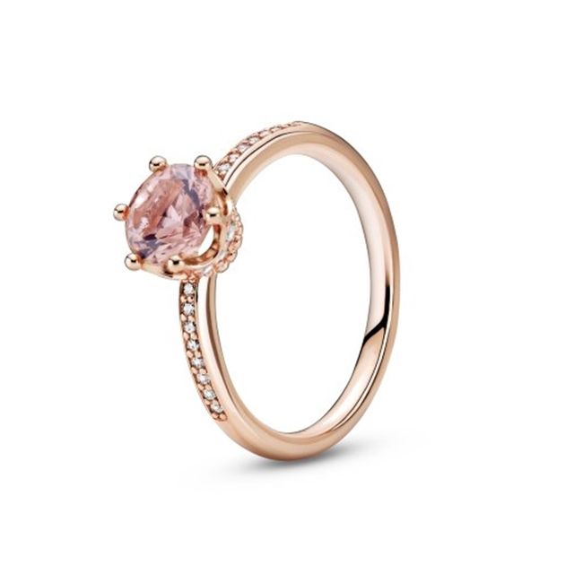 PANDORA Ring Rosé "Rosa funkelnde Krone" rosévergoldet Zirkonia ...