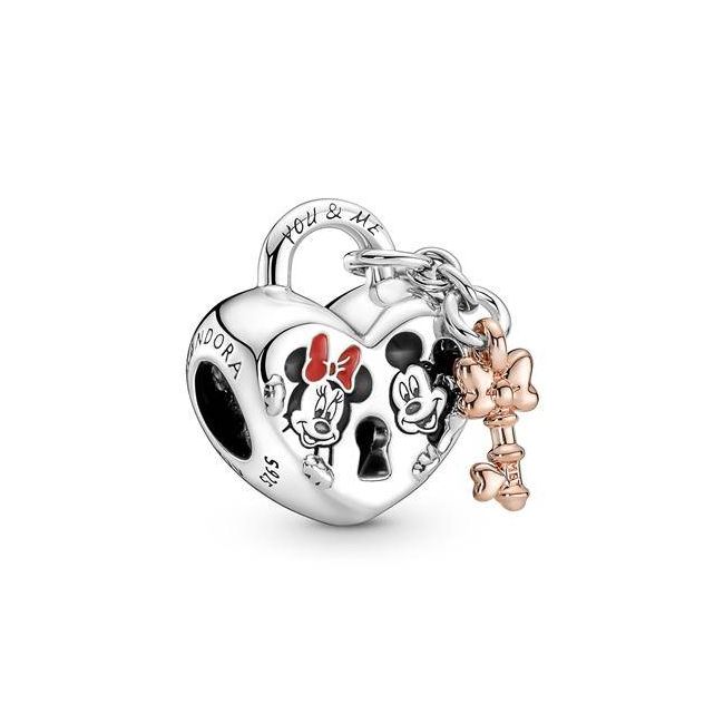 PANDORA ROSE DISNEY Charm Mickey Minnie Vorhangeschloss Herz