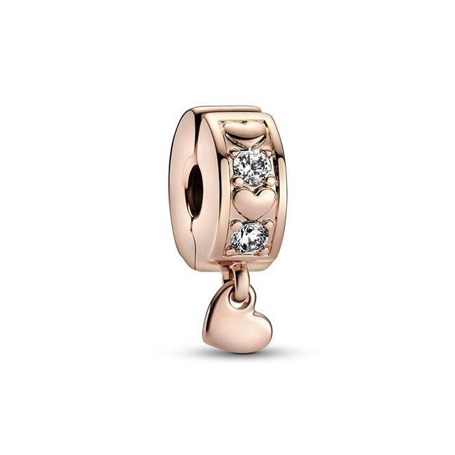 PANDORA ROSE Charm Clip Herzen und Unendlichkeit 14k rosevergoldet Zirkonia 782253C01