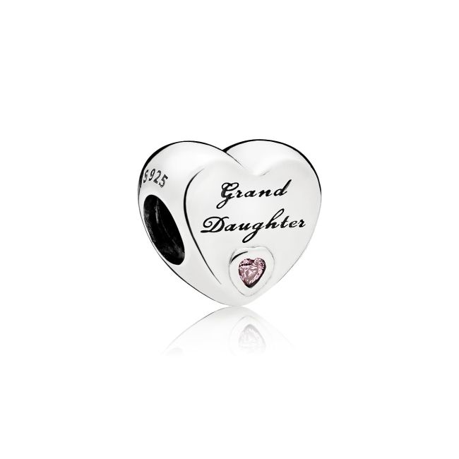 PANDORA Charm "Grand Daughter-Herz" Silber Zirkonia rosa 796261PCZ ...