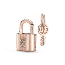 PANDORA ROSE Charm-Anhänger "Vorhängeschloss mit Schlüssel" 780088C01